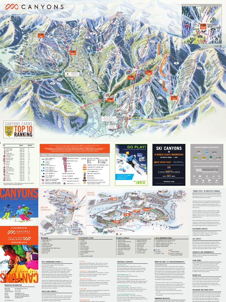 Canyons Resort Winter Trail Map | PDF | Racing | Winter