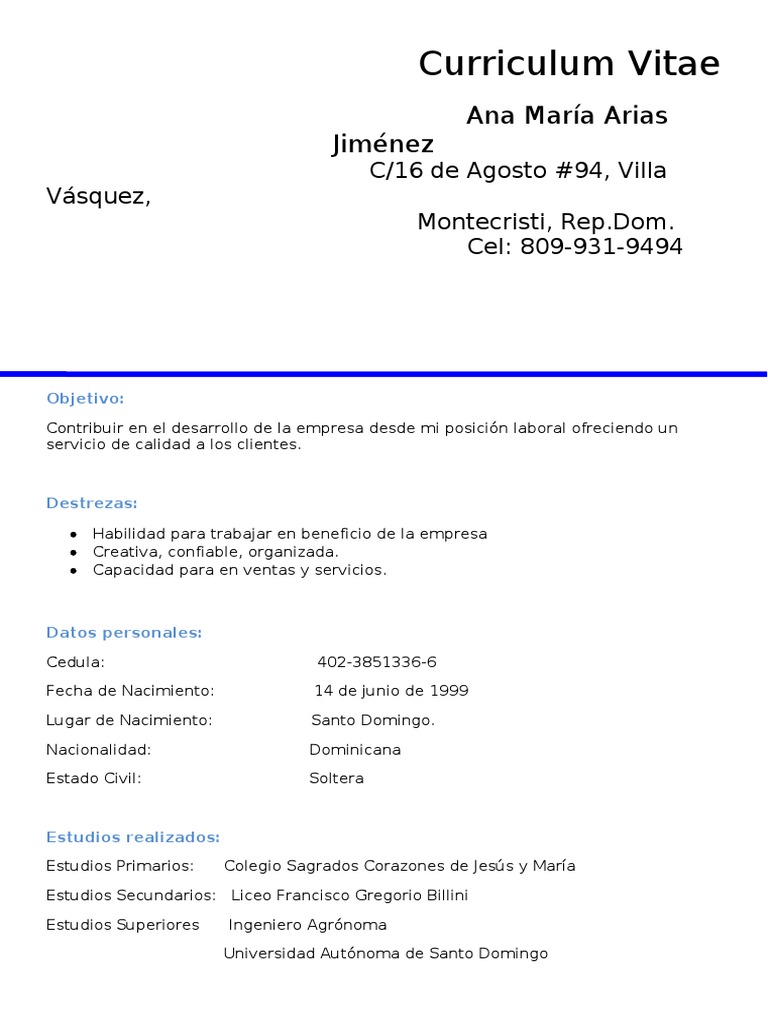 Curriculum Vitae Ana Maria | PDF