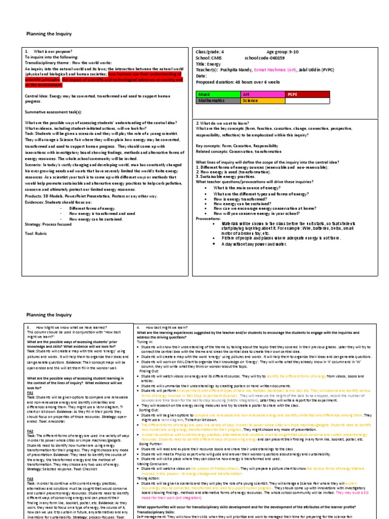 Energy Inquiry for Young Scientists | PDF | Learning | Sustainability