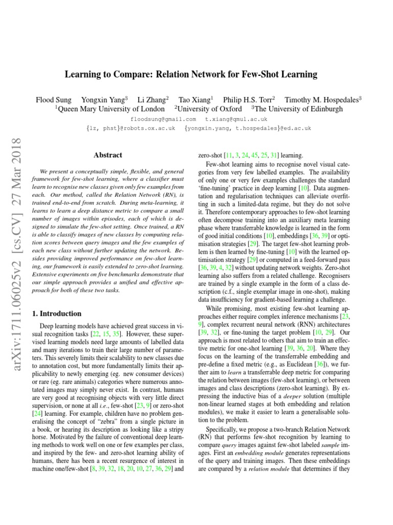 Learning To Compare: Relation Network For Few-Shot Learning | Download ...