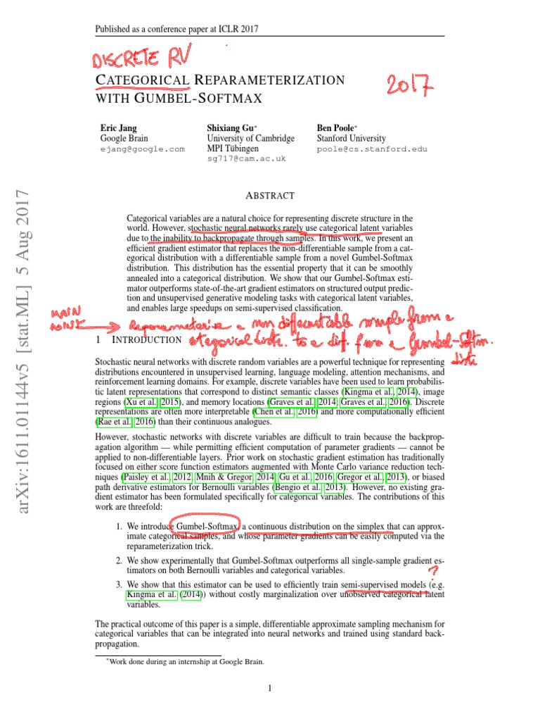 Categorical Reparameterization With Gumbel Softmax | PDF | Estimator ...
