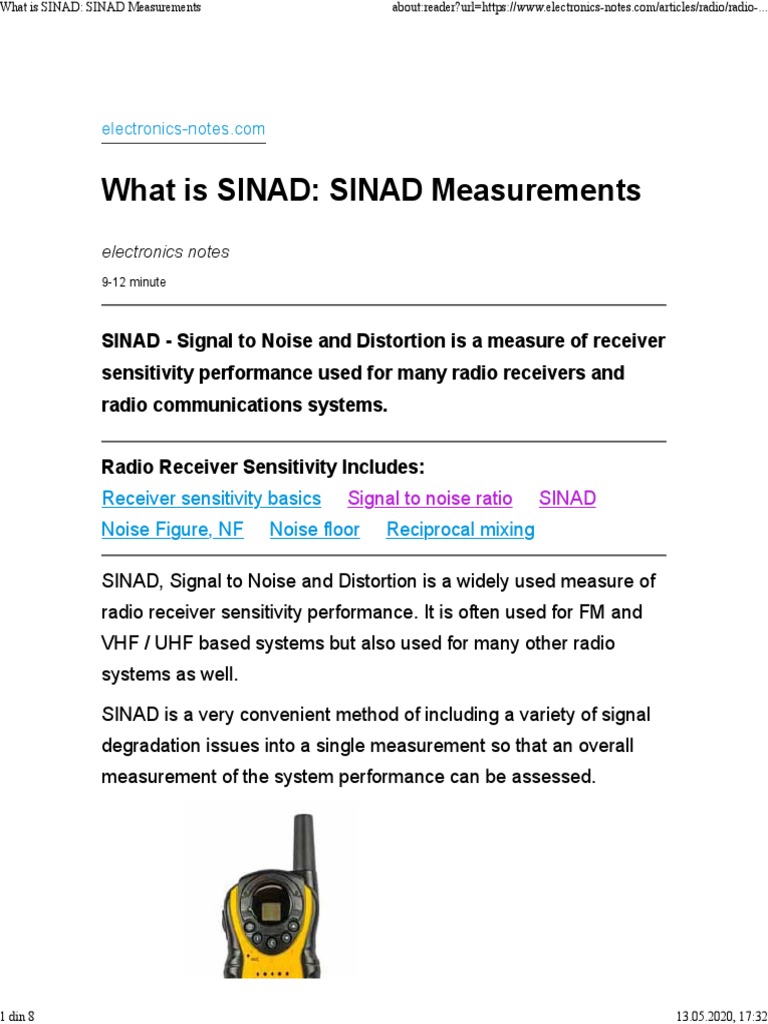 Understanding SINAD in Radio Systems | PDF | Distortion | Radio