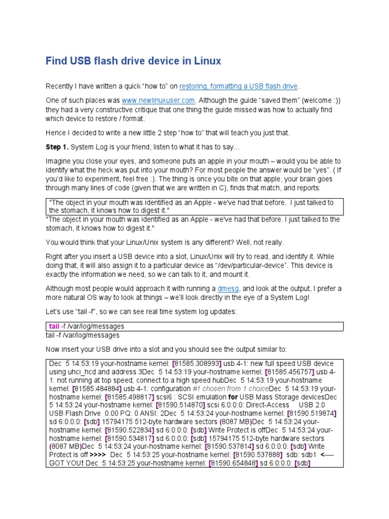 Using USB Flash in Linux 2020-0513 | PDF | Usb Flash Drive | File System