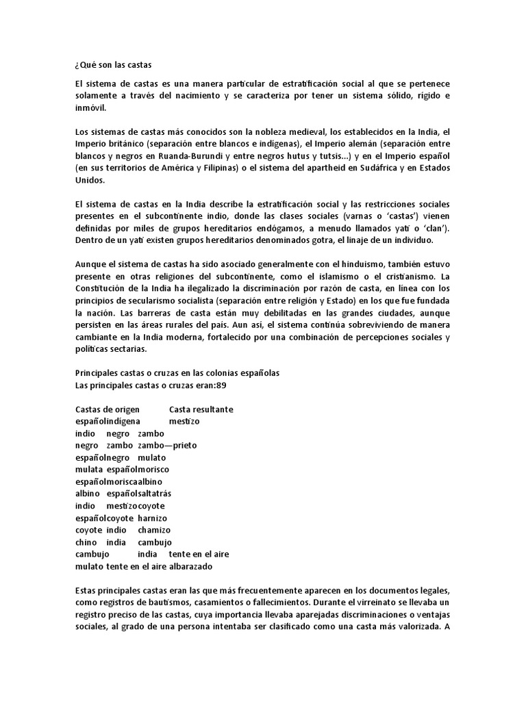 Qué Son Las Castas | PDF | Casta | Jerarquía