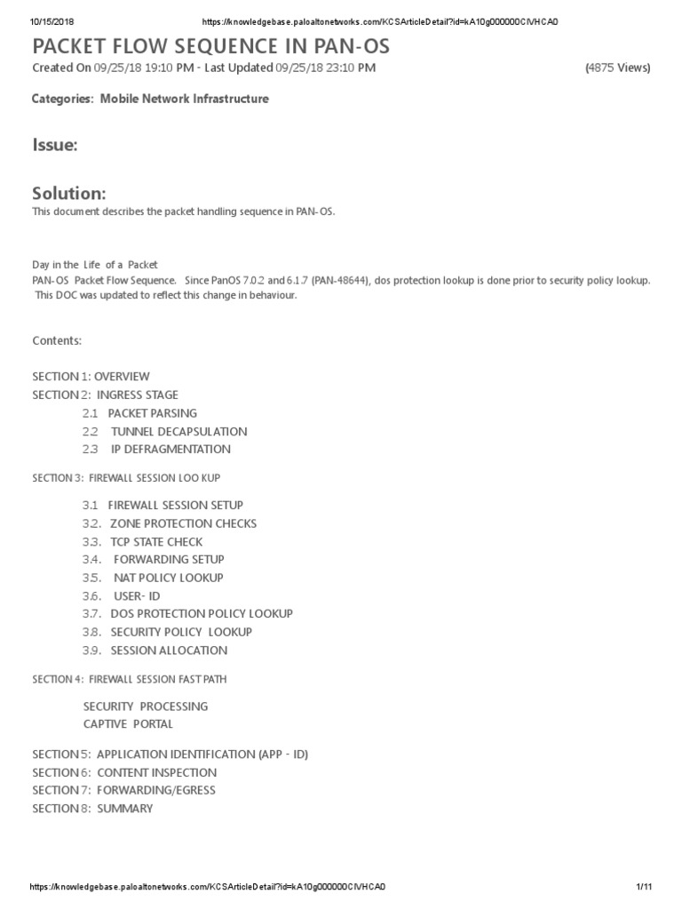 PAN-OS Complete Packet Flow Sequence | PDF | Transmission Control ...