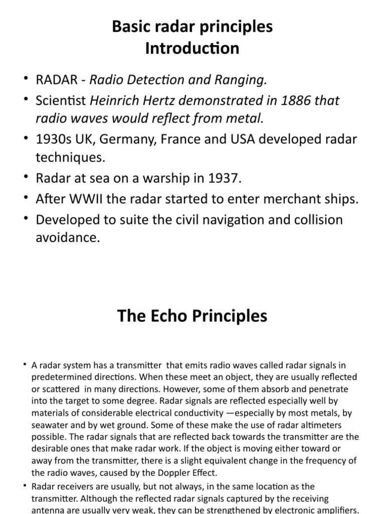 Basic Radar Principles: Radio Waves Would Reflect From Metal | PDF ...