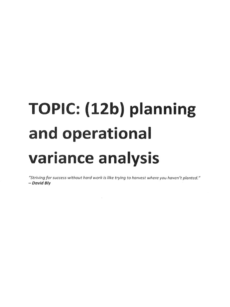 Planning and Operational Variances F5 | PDF | Television | Prices