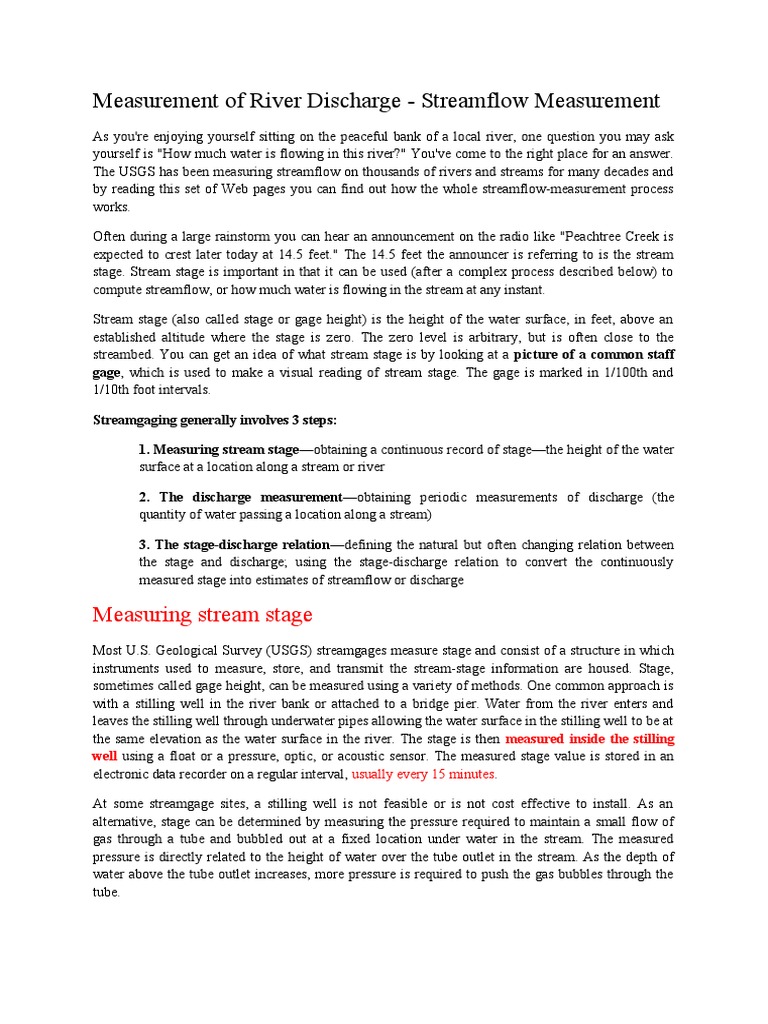 Measurement of River Discharge | PDF | River | Discharge (Hydrology)