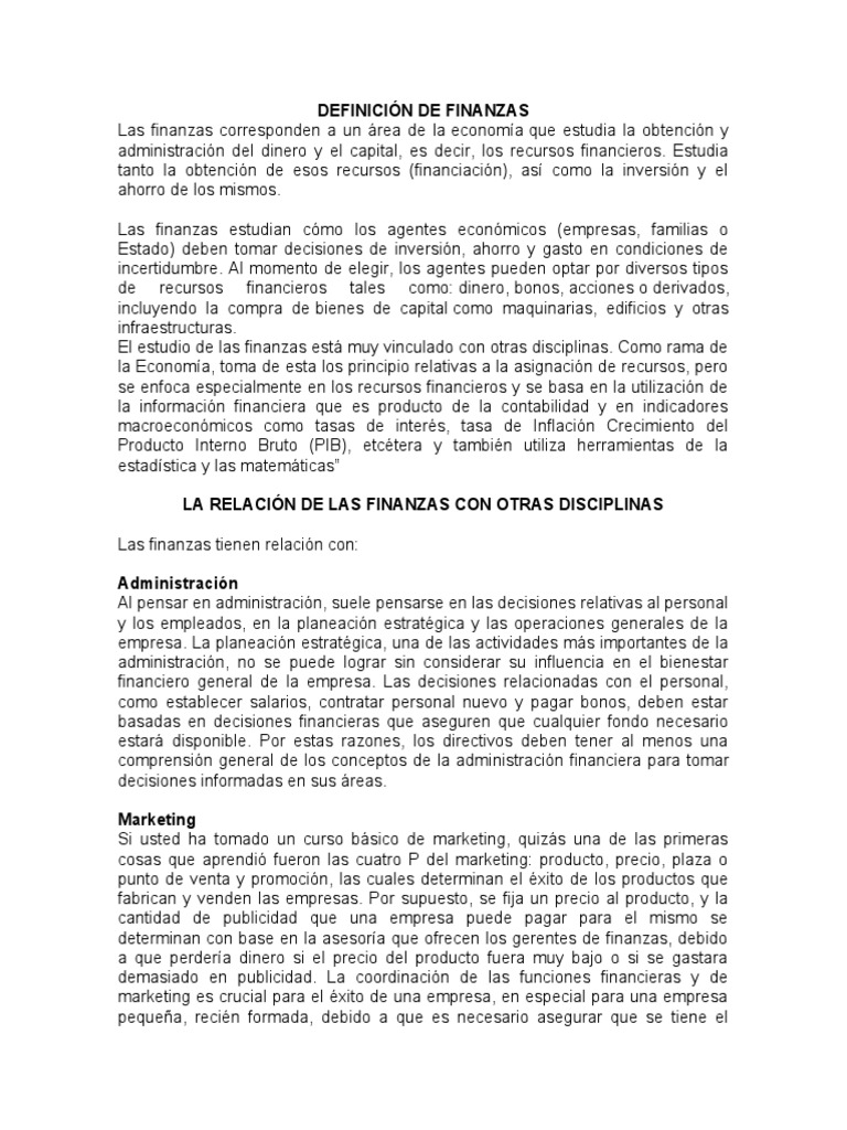 Definición de Finanzas | PDF | Impuestos | Dinero