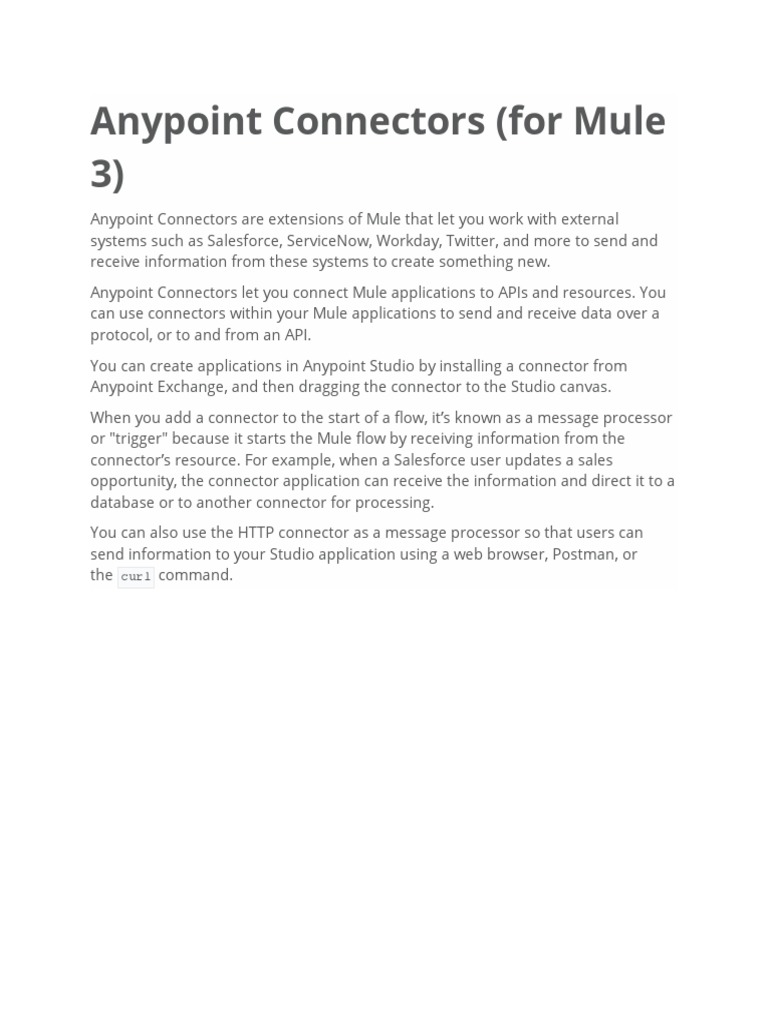Anypoint Connectors (For Mule 3) | PDF