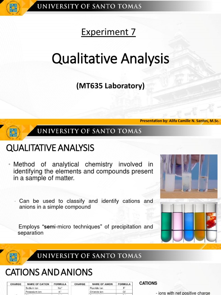 Qualitative Analysis of Cations & Anions | PDF | Ammonium | Sets Of ...
