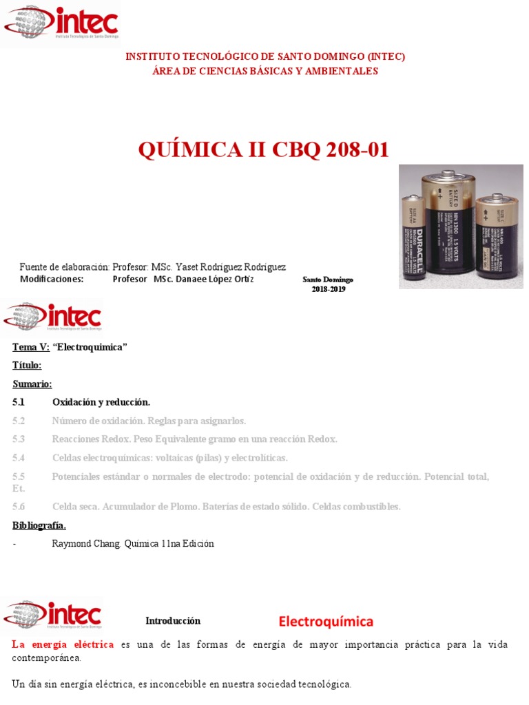 Química Inorgánica - ELECTROQUIMICA Primera Parte | PDF | Redox ...