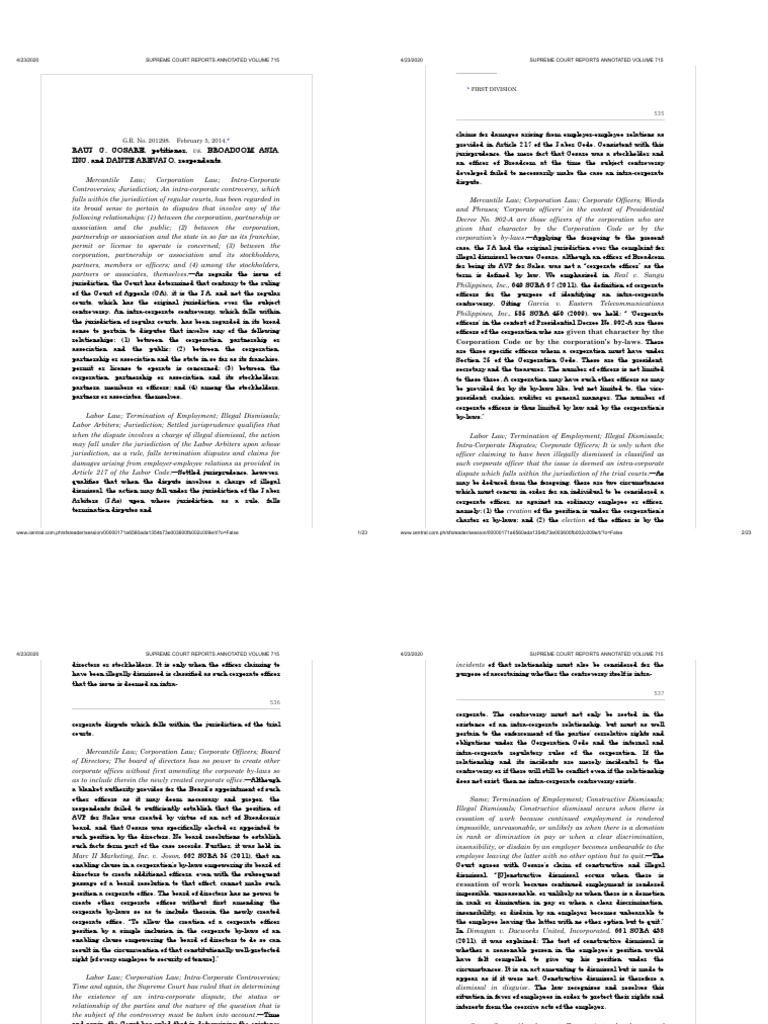 Cosare vs. Broadcom Asia | PDF | United States Labor Law | Jurisdiction