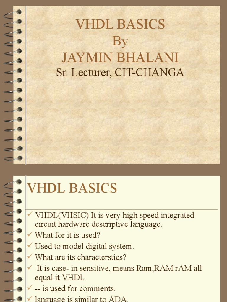 VHDL Basics by Jaymin Bhalani: Sr. Lecturer, CIT-CHANGA | PDF | Vhdl ...