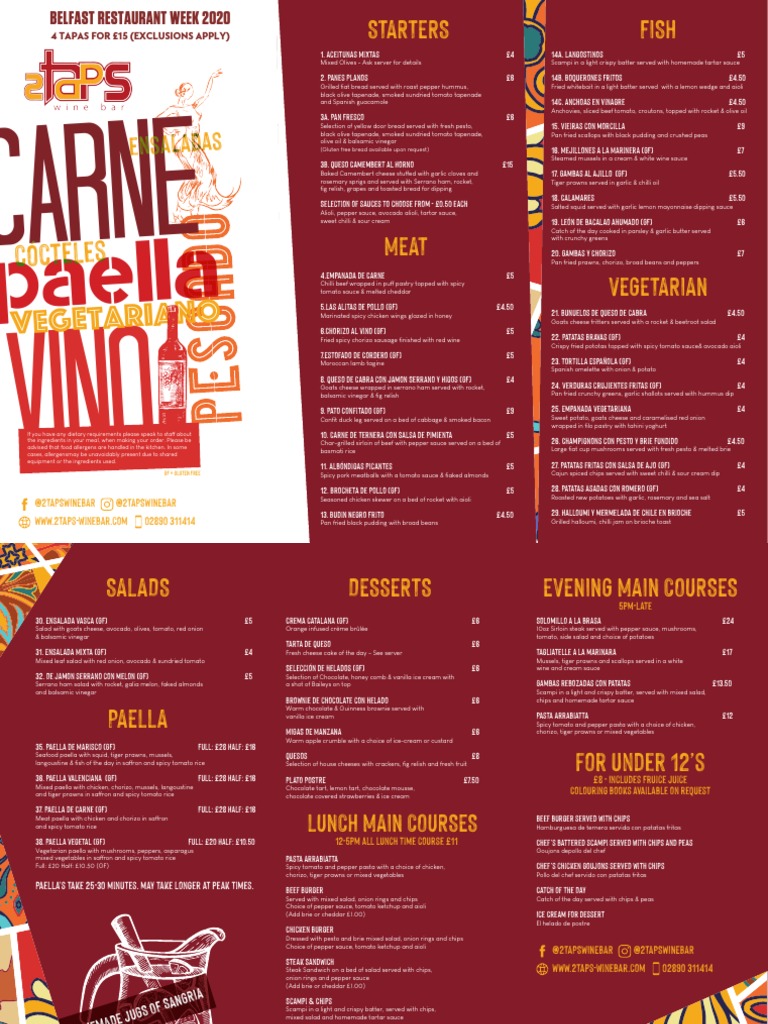 2taps Winebar-Menu | PDF | French Fries | Food Ingredients