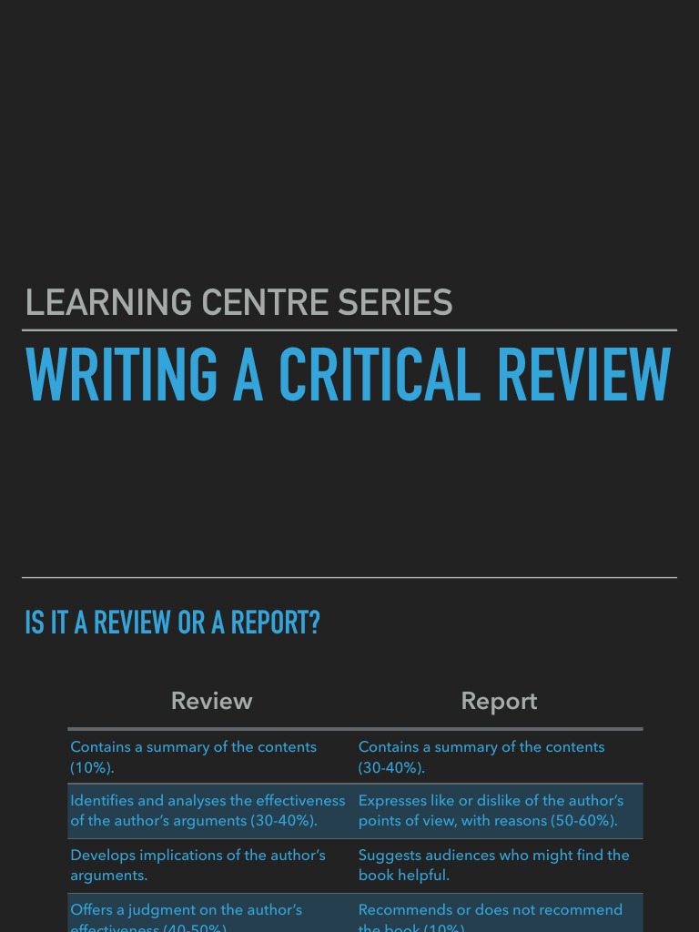 Writing A Critical Review | PDF | Argument | Judgment (Law)