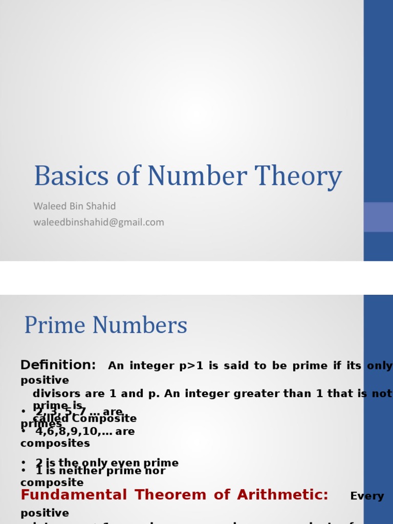 Lecture-6-Basics of Number Theory | PDF | Integer | Mathematical Concepts