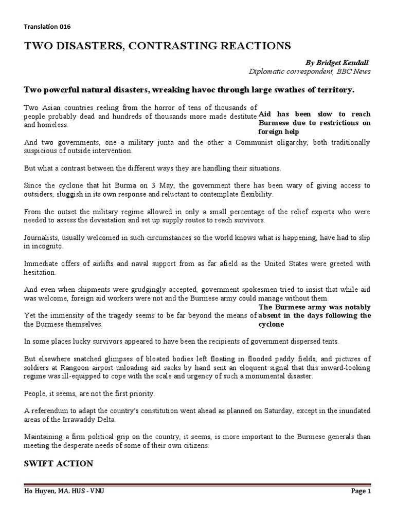 Two Disasters, Contrasting Reactions: Two Powerful Natural Disasters ...