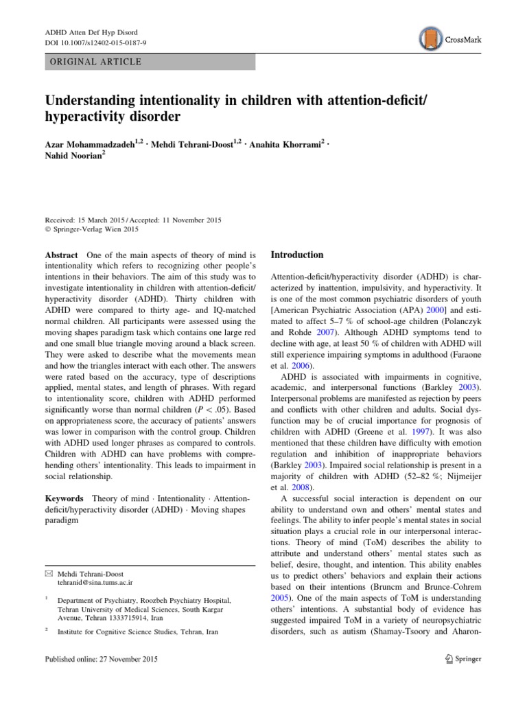 Adhd | PDF | Theory Of Mind | Attention Deficit Hyperactivity Disorder