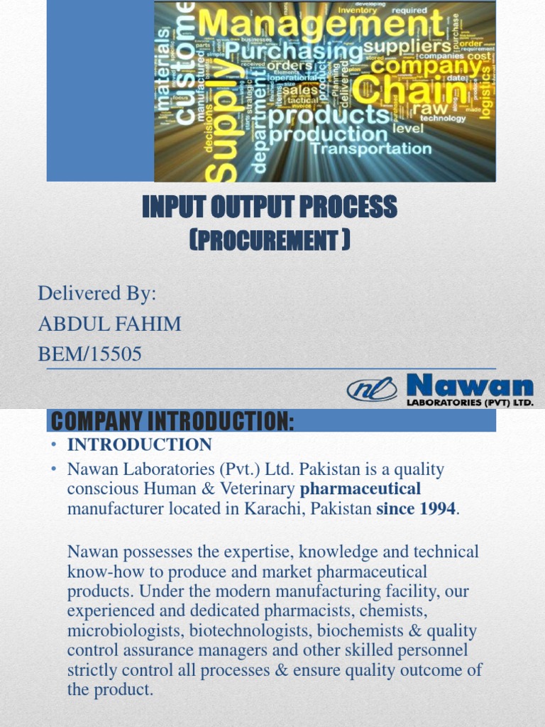 Input Output Process : Procurement | PDF | Procurement | Inventory