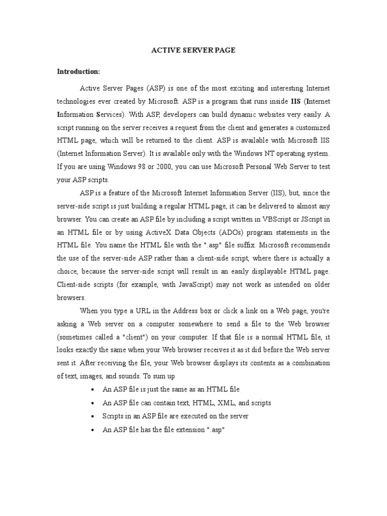 Active Server Page | PDF | Active Server Pages | Web Server