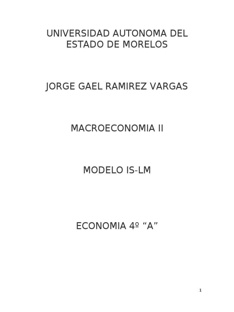 Modelo IS-LM | PDF | Macroeconómica | Ciencias económicas