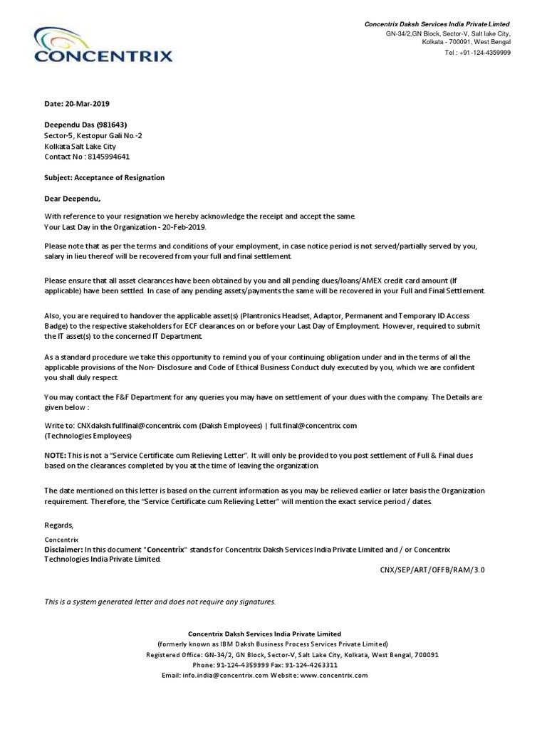 This Is A System Generated Letter and Does Not Require Any Signatures ...