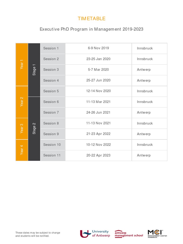 Executive PhD Program Schedule | PDF