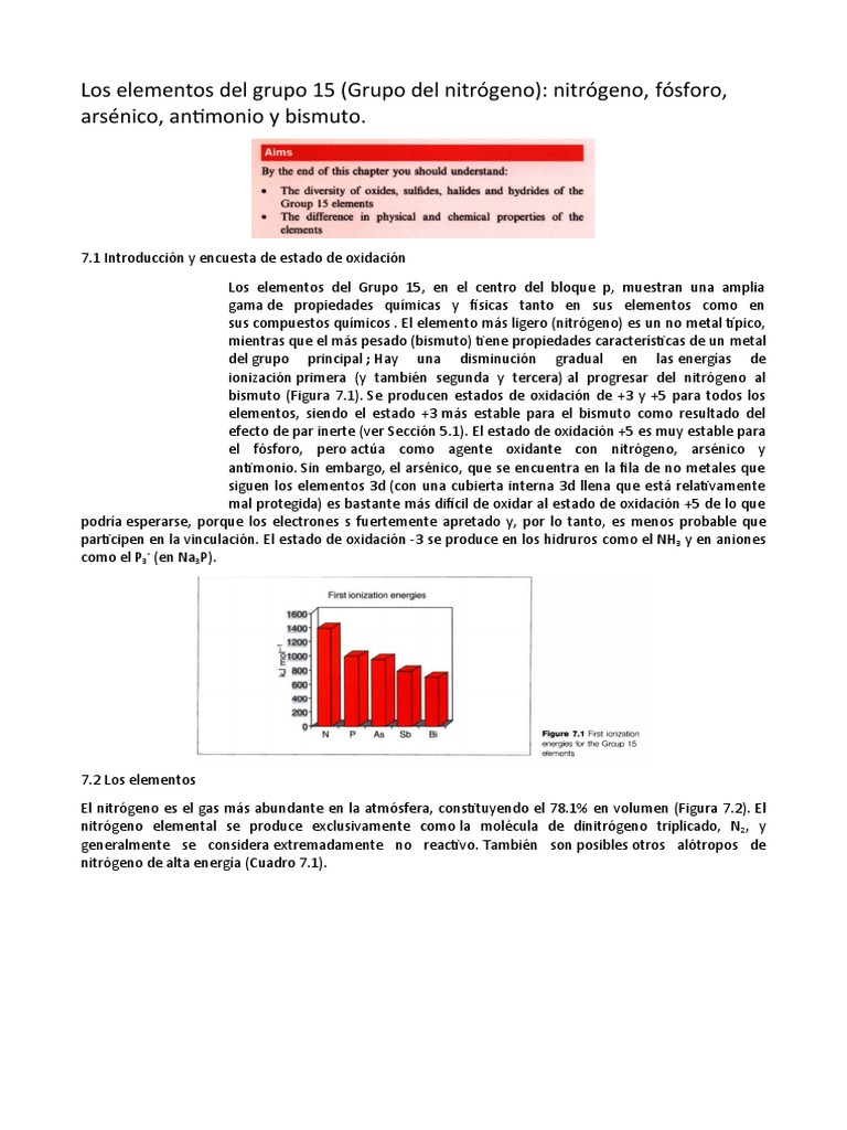 Los Elementos Del Grupo 15 | Descargar gratis PDF | Ácido | Nitrógeno