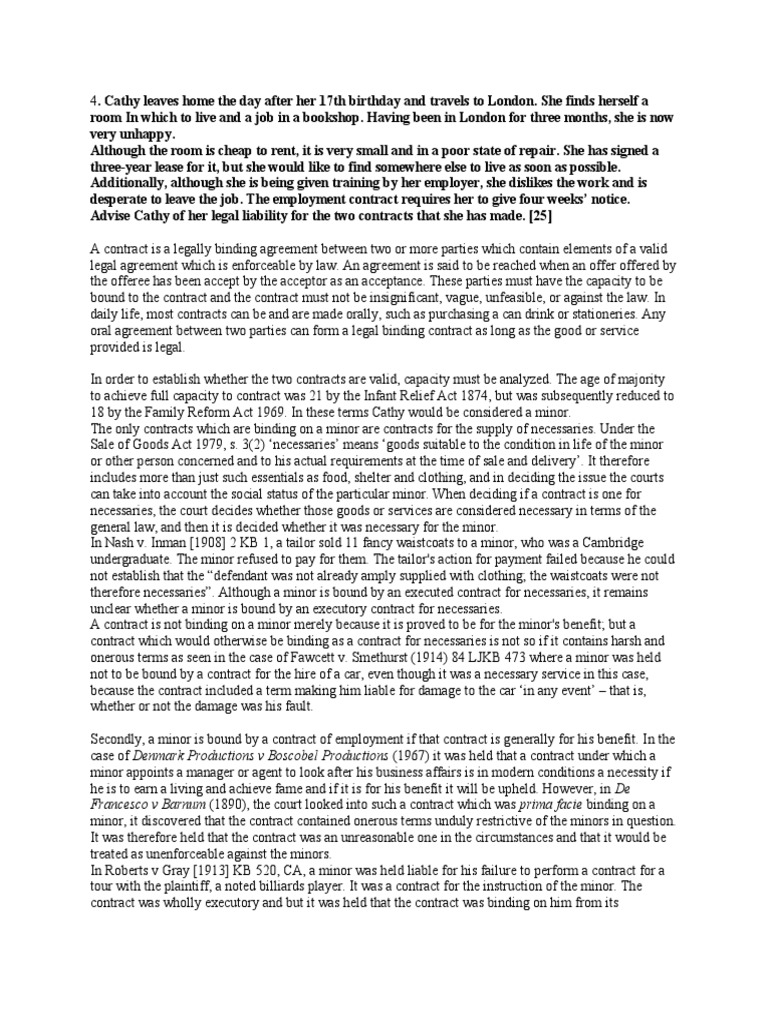 Contract Law Essays | PDF | Offer And Acceptance | Contractual Term