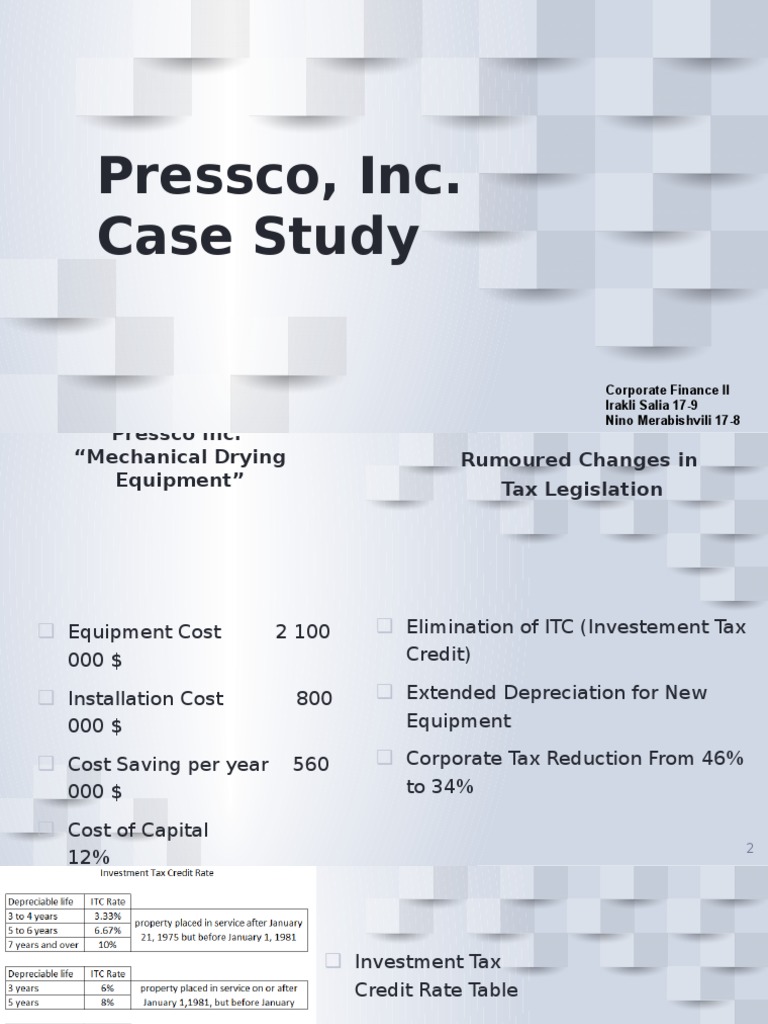 Pressco Inc. Case Study | PDF | Net Present Value | Financial Economics