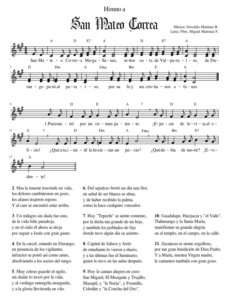 Himno A San Mateo Correa | PDF | Religión y creencia