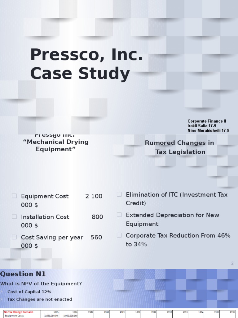 Pressco Inc. Case Study | PDF | Economies | Business