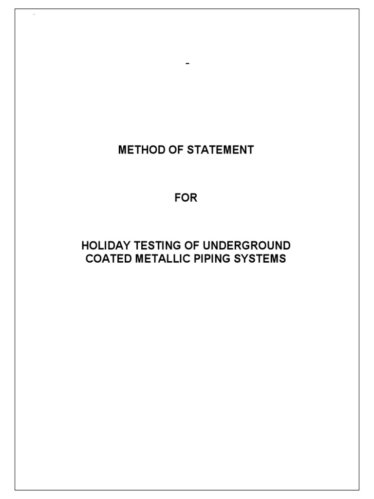 Method of Statement Holiday Testing | Download Free PDF | High Voltage ...