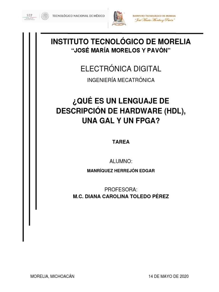 ¿Qué es un lenguaje de descripción de hardware (HDL), una GAL y y un ... ¿Qué es un lenguaje de descripción de hardware (HDL), una GAL y y un ...
