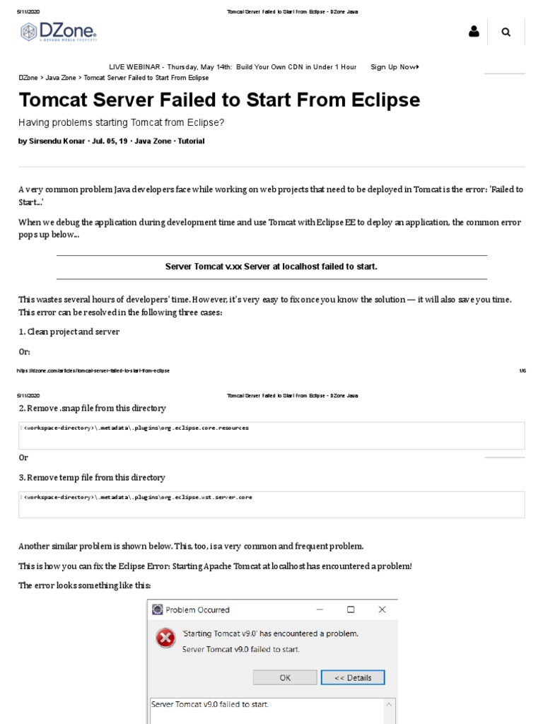 Tomcat Server Failed To Start From Eclipse | PDF | Eclipse (Software) | Web Software
