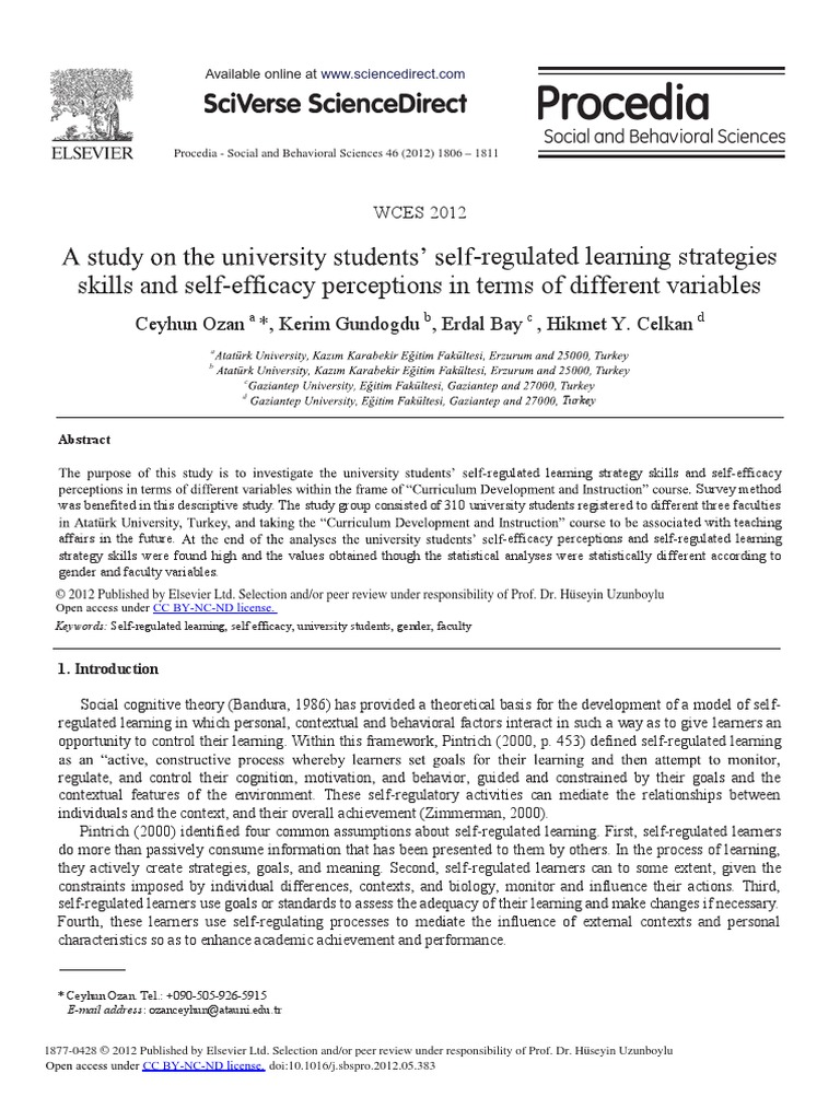 Selfregulated Studenti | PDF | Self Efficacy | Metacognition