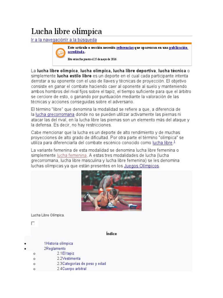 Lucha Libre Olímpica: Historia y Reglas | PDF | Deportes de combate ...