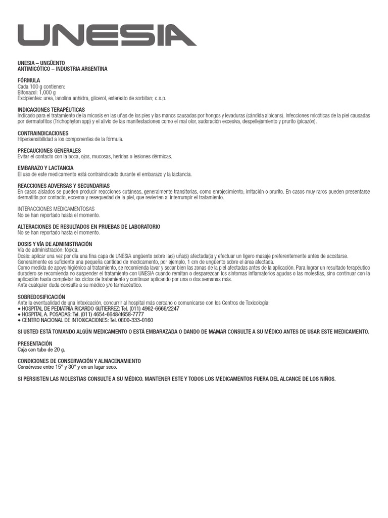 Unesia: Uso, Composición y Precauciones | PDF | Especialidades Medicas ...