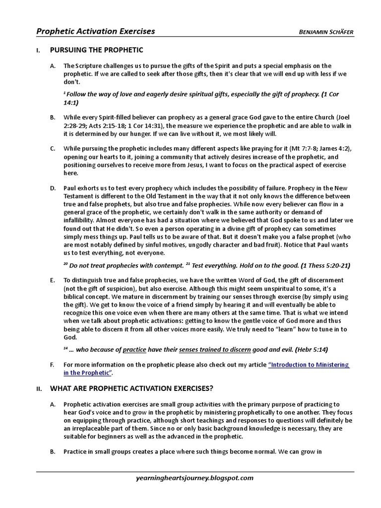 Prophetic Activation Exercises Guide | PDF | Prophecy | Spiritual Gift
