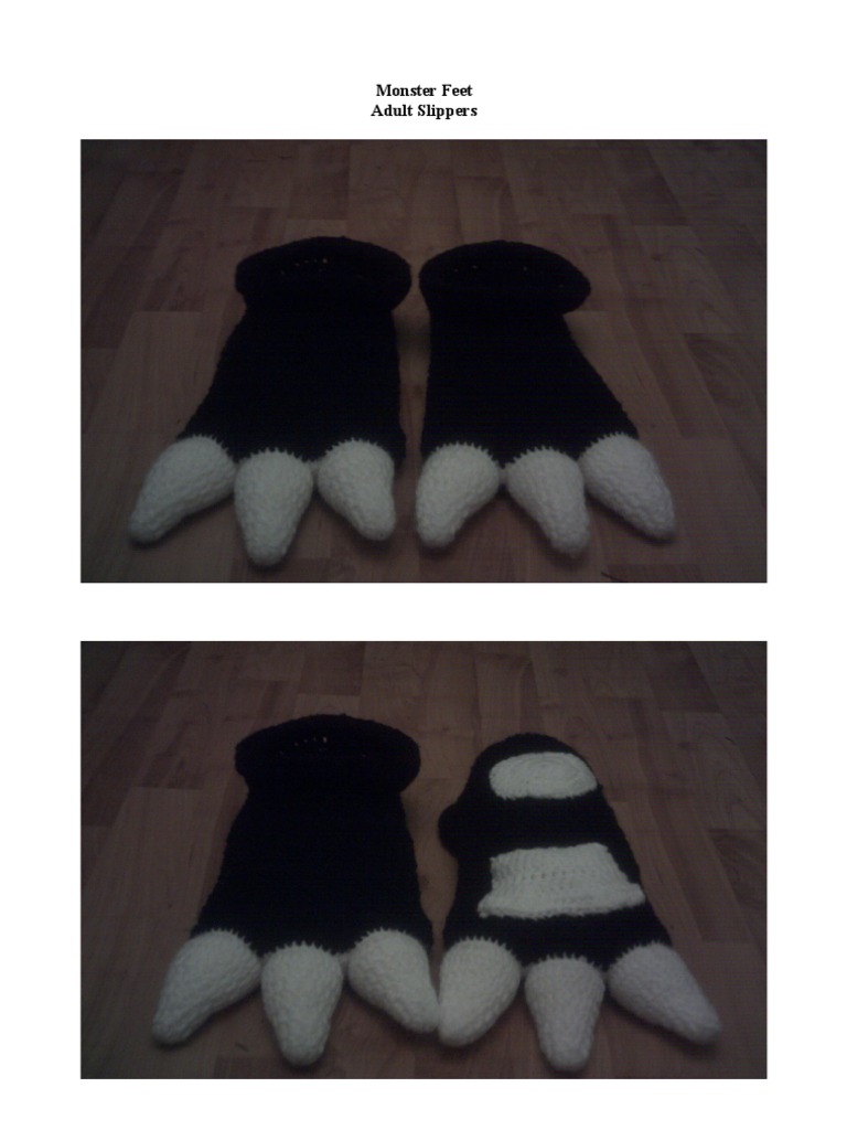 Crochet Monster Feet Slippers Guide | PDF | Crochet | Knitting