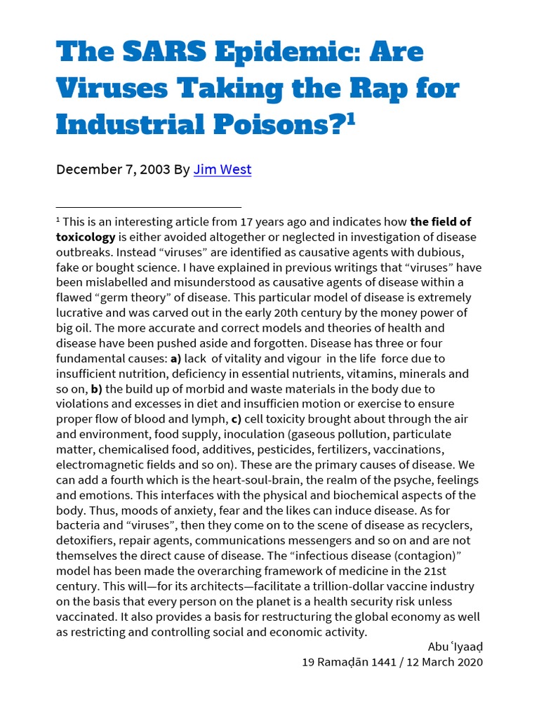 West SARS Epidemic 2003 | PDF | Medical Specialties | Medicine