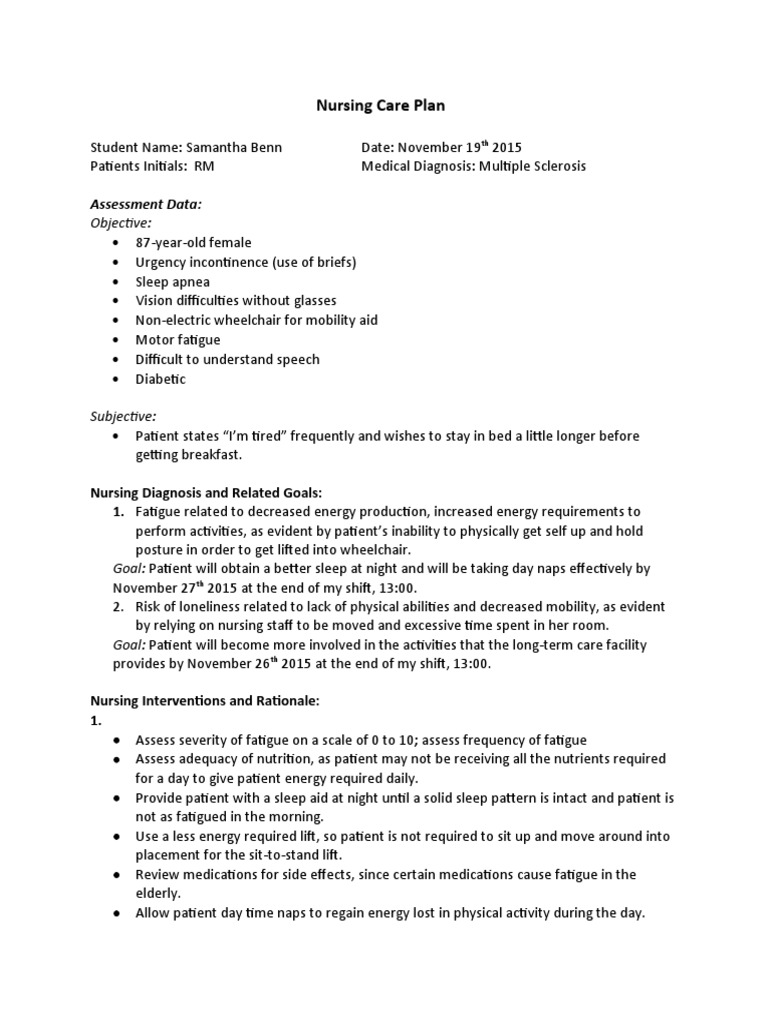 Nursing Care Plan | PDF | Nursing Home Care | Loneliness
