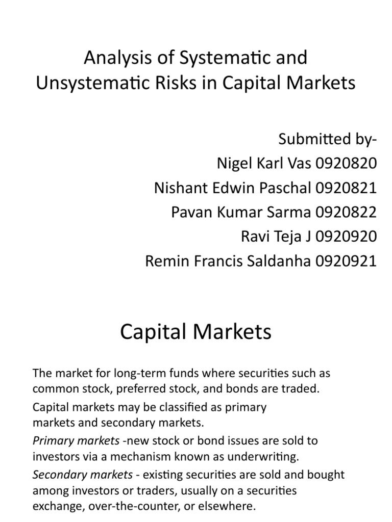 Analysis of Systematic and Unsystematic Risks in Capital | PDF | Risk ...