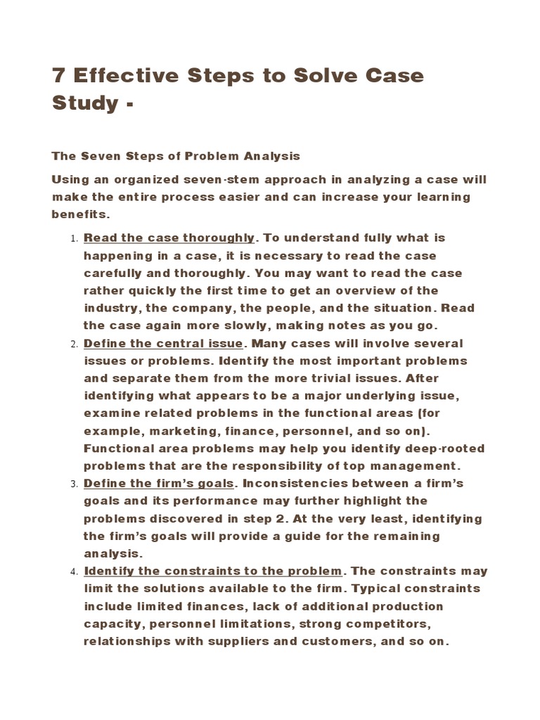 7 Effective Steps To Solve Case Study | PDF | Marketing | Epistemology