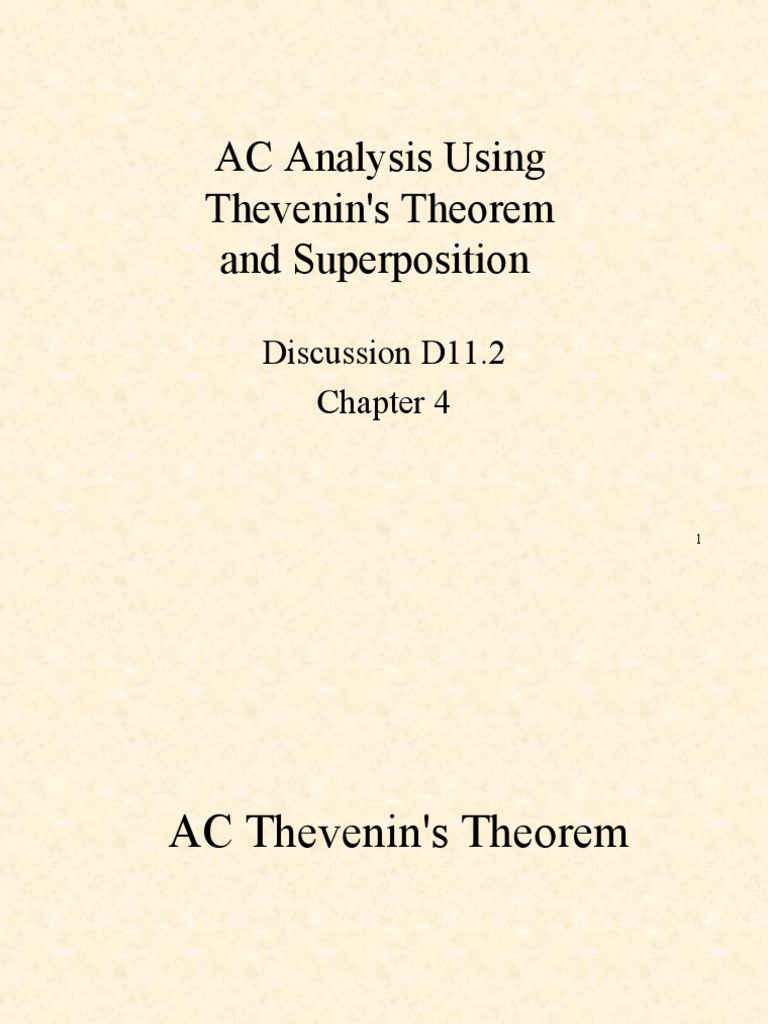 AC Analysis Using Thevenin's Theorem and Superposition: Discussion D11.2 | PDF | Electrical ...