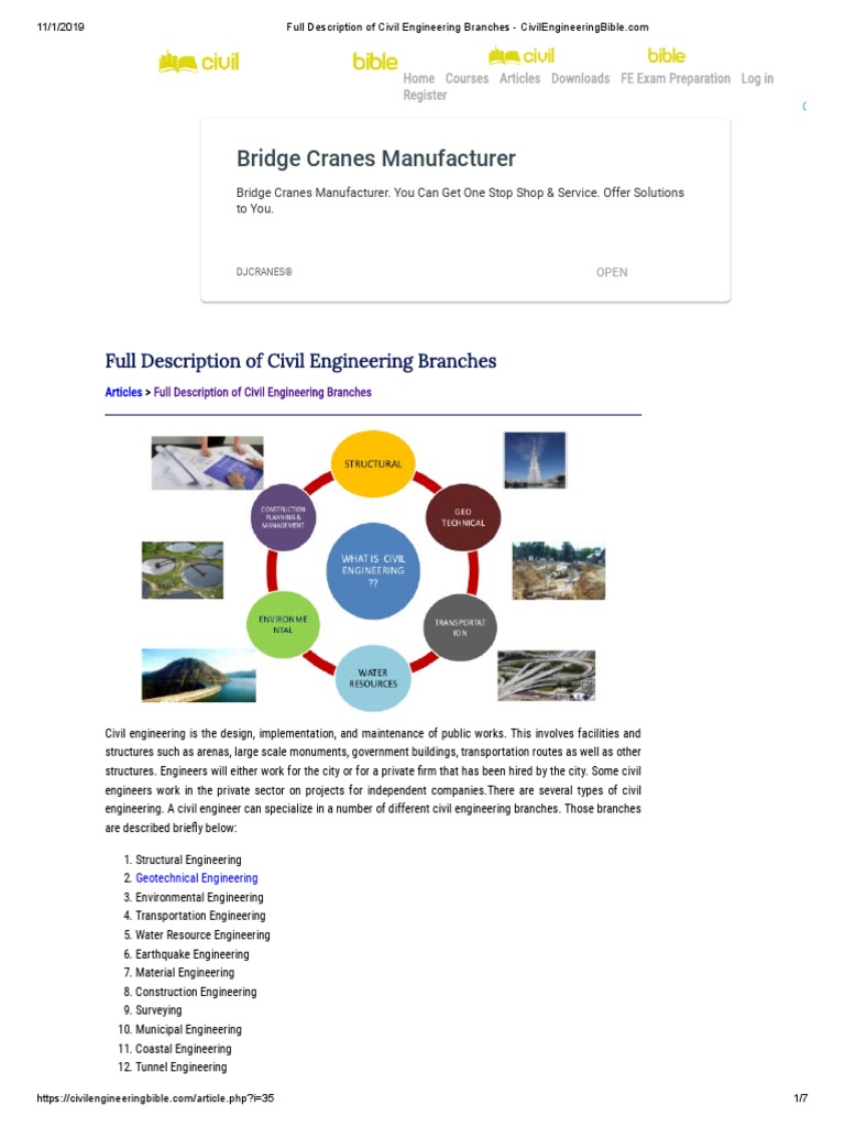 Full Description of Civil Engineering Branches | PDF | Civil ...