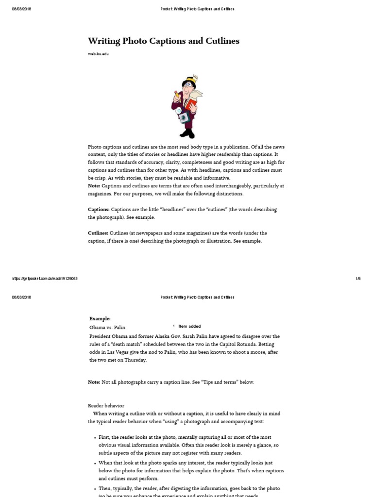 Writing Photo Captions and Cutlines PDF | PDF | Writers | Photograph