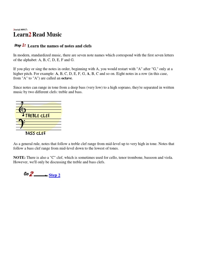 Music Theory - Note Reading | PDF | Clef | Interval (Music)