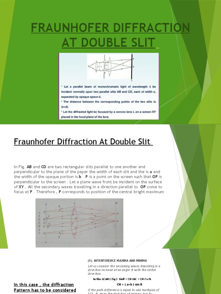 Fraunhofer Diffraction at Double Slit | PDF | Diffraction | Oscillation